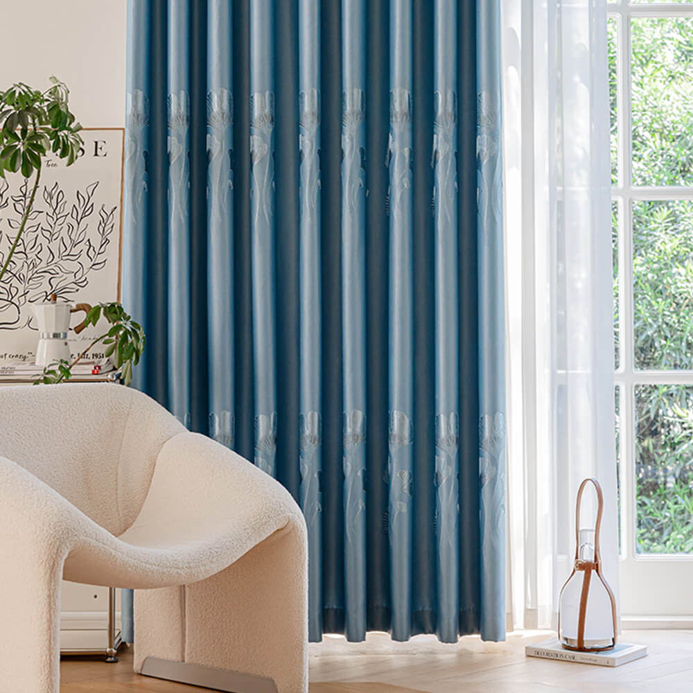 Cortinas blackout refinadas Jacquard respiráveis com redução de ruído